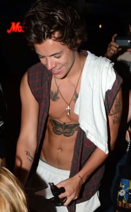 Harry Styles Flaunts Inked Physique and Impressive Tattoos as he Sweats ...