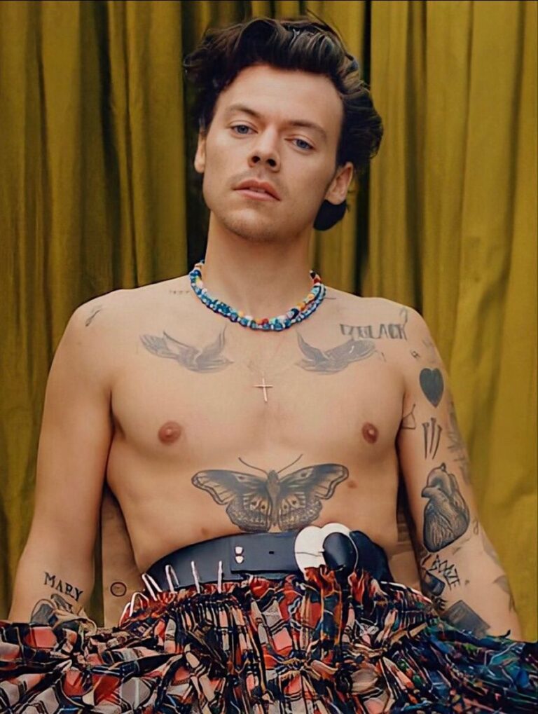 Harry Styles Flaunts Inked Physique and Impressive Tattoos as he Sweats ...