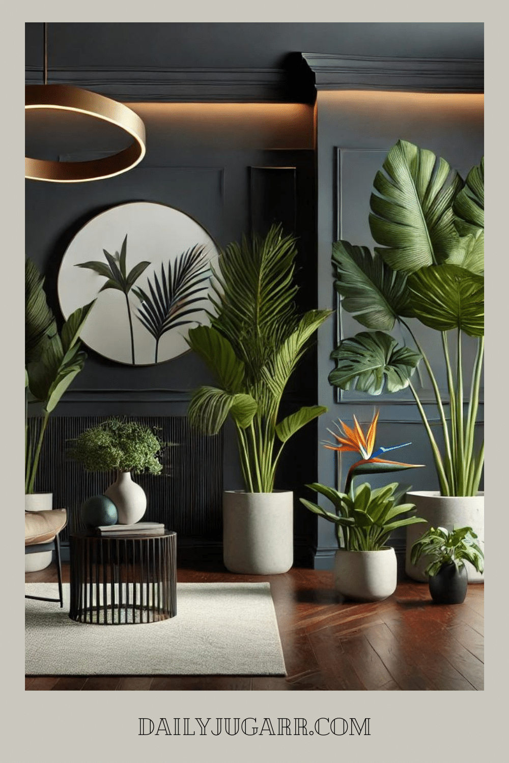Nature's Touch, Dark Modern Home Interior Decorations with Green Plants