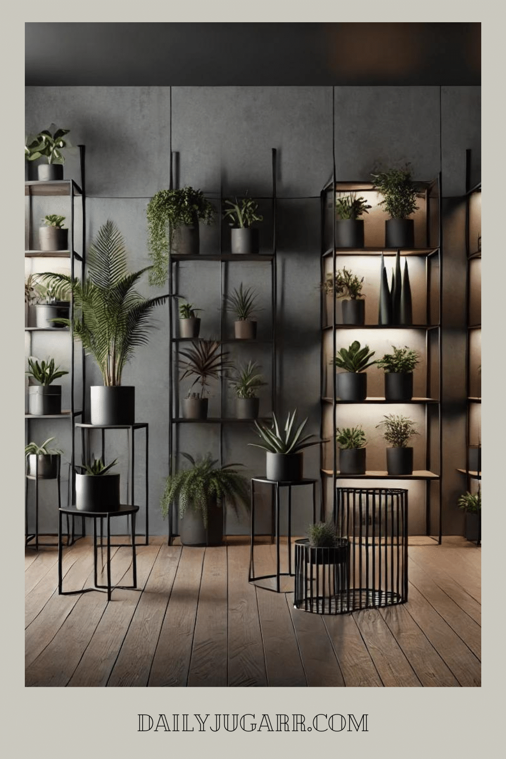 Nature's Touch, Dark Modern Home Interior Decorations with Green Plants