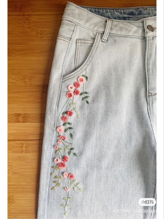 Handmade Embroidered jeans Designs: Creative DIY Ideas