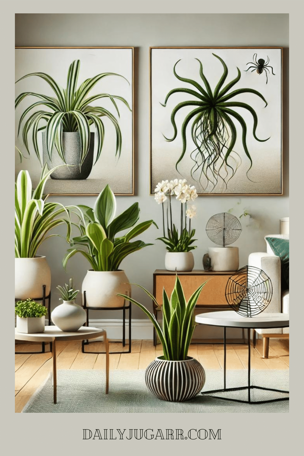 Nature's Touch, Dark Modern Home Interior Decorations with Green Plants