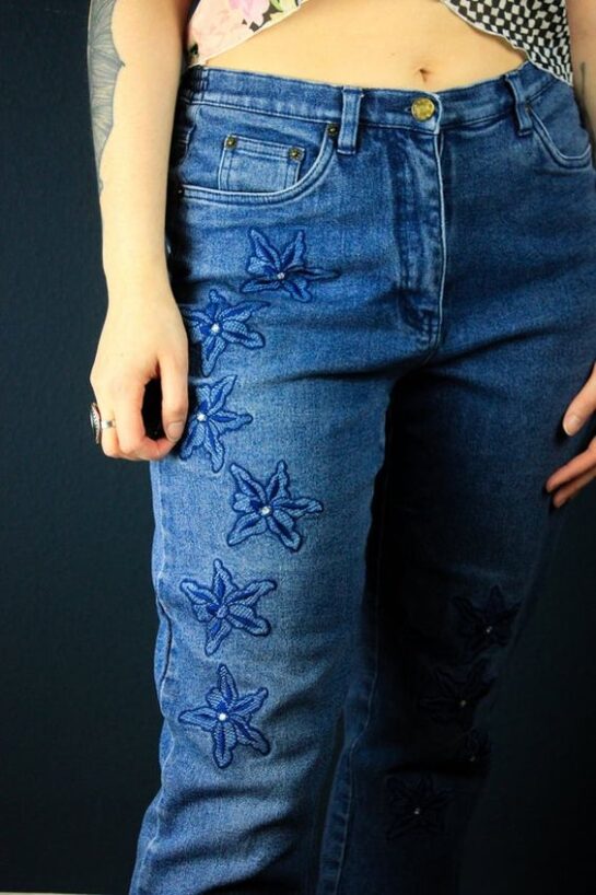 Handmade Embroidered jeans Designs: Creative DIY Ideas